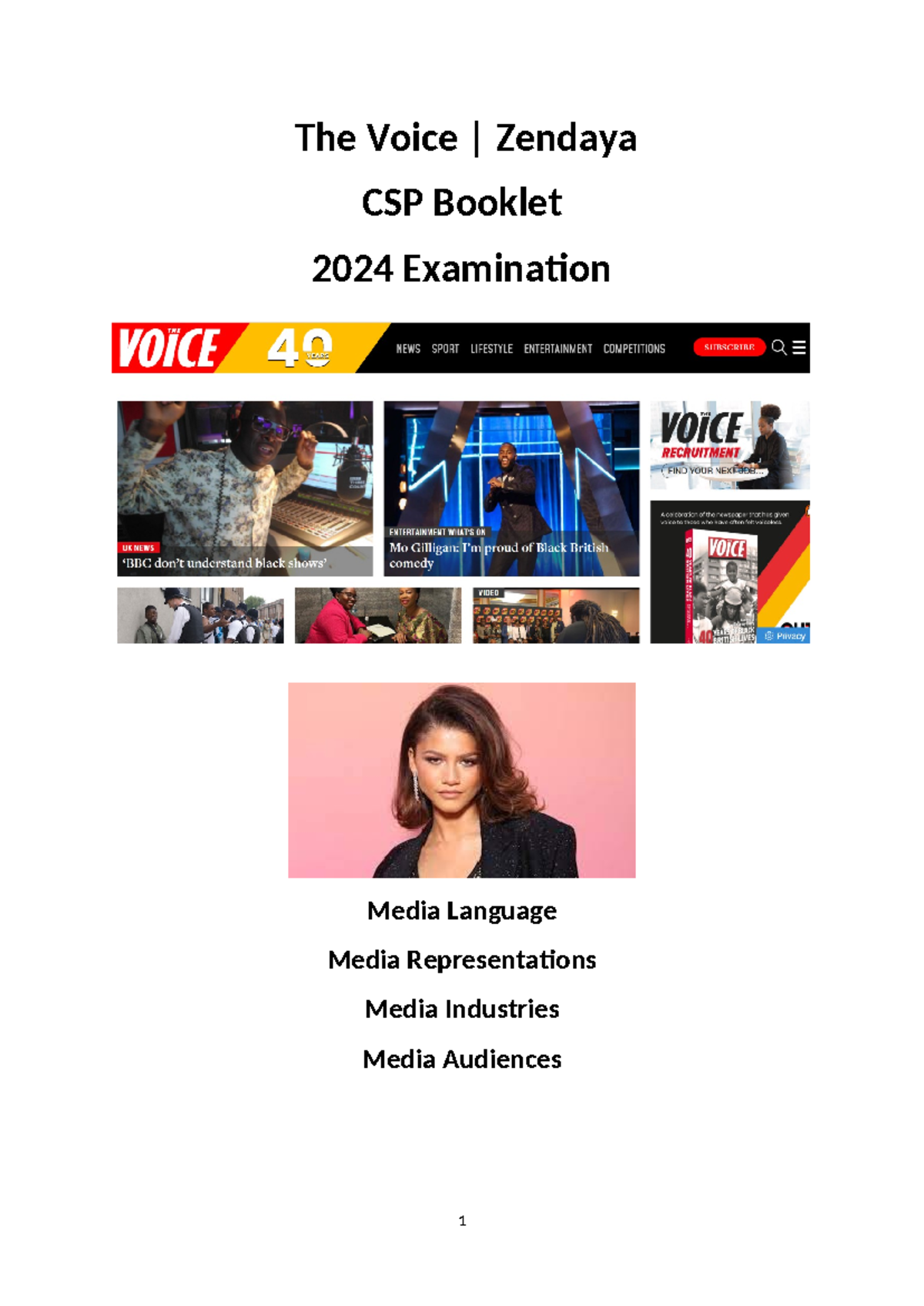 Online Social Zendaya and The Voice CSP Booklet - The Voice | Zendaya ...