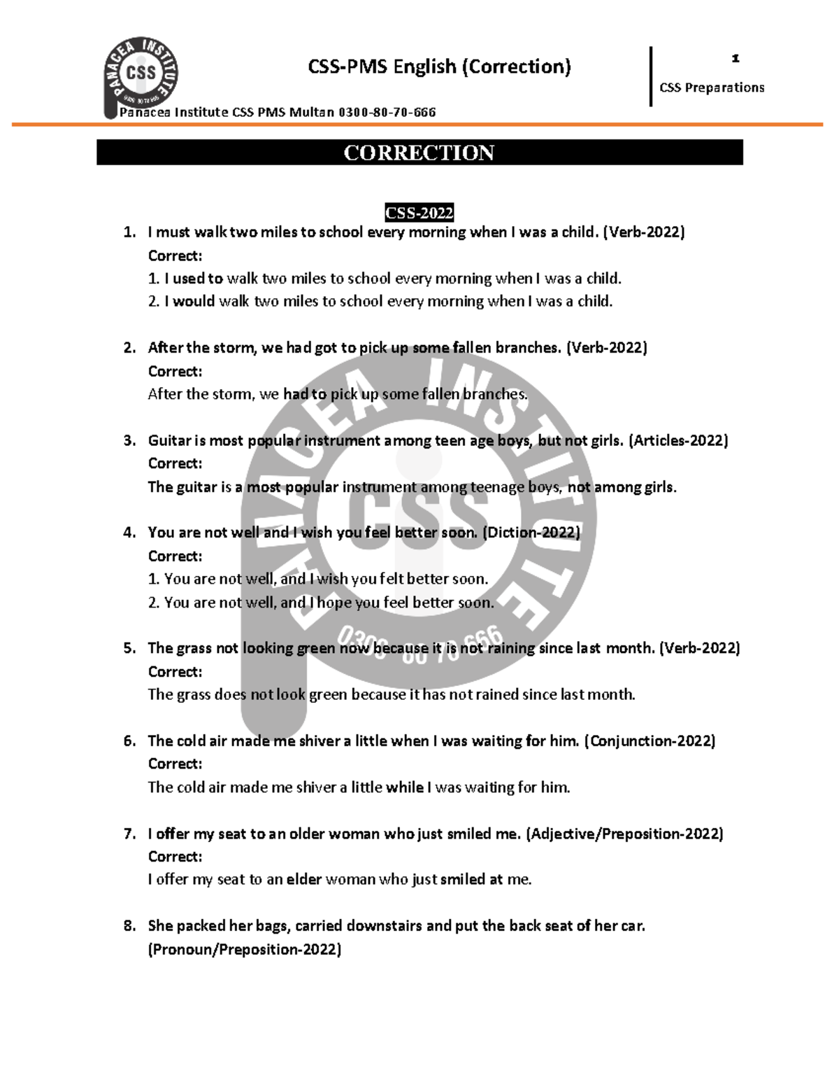 Correction Past Papers -2 (2017-2022) - CSS Preparations Panacea ...