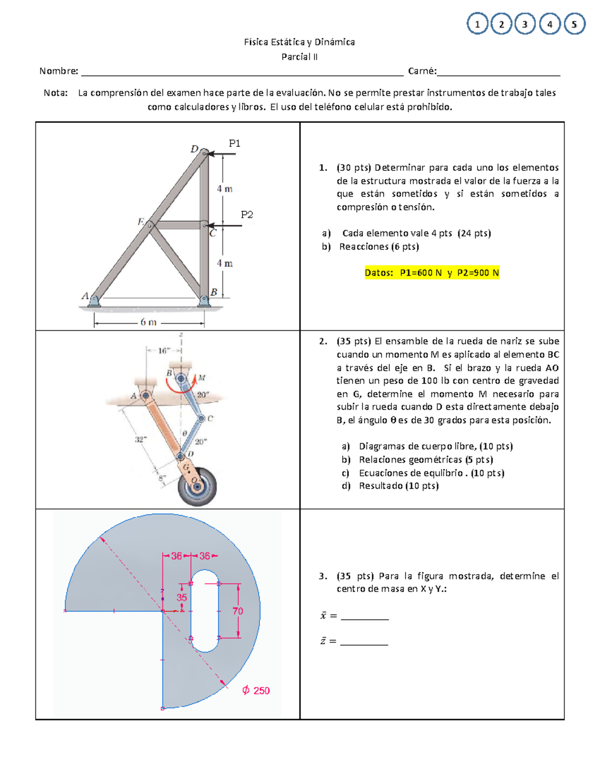 parcial estatica - Warning: TT: undefined function: 32 Física Estática y Dinámica Parcial II ...