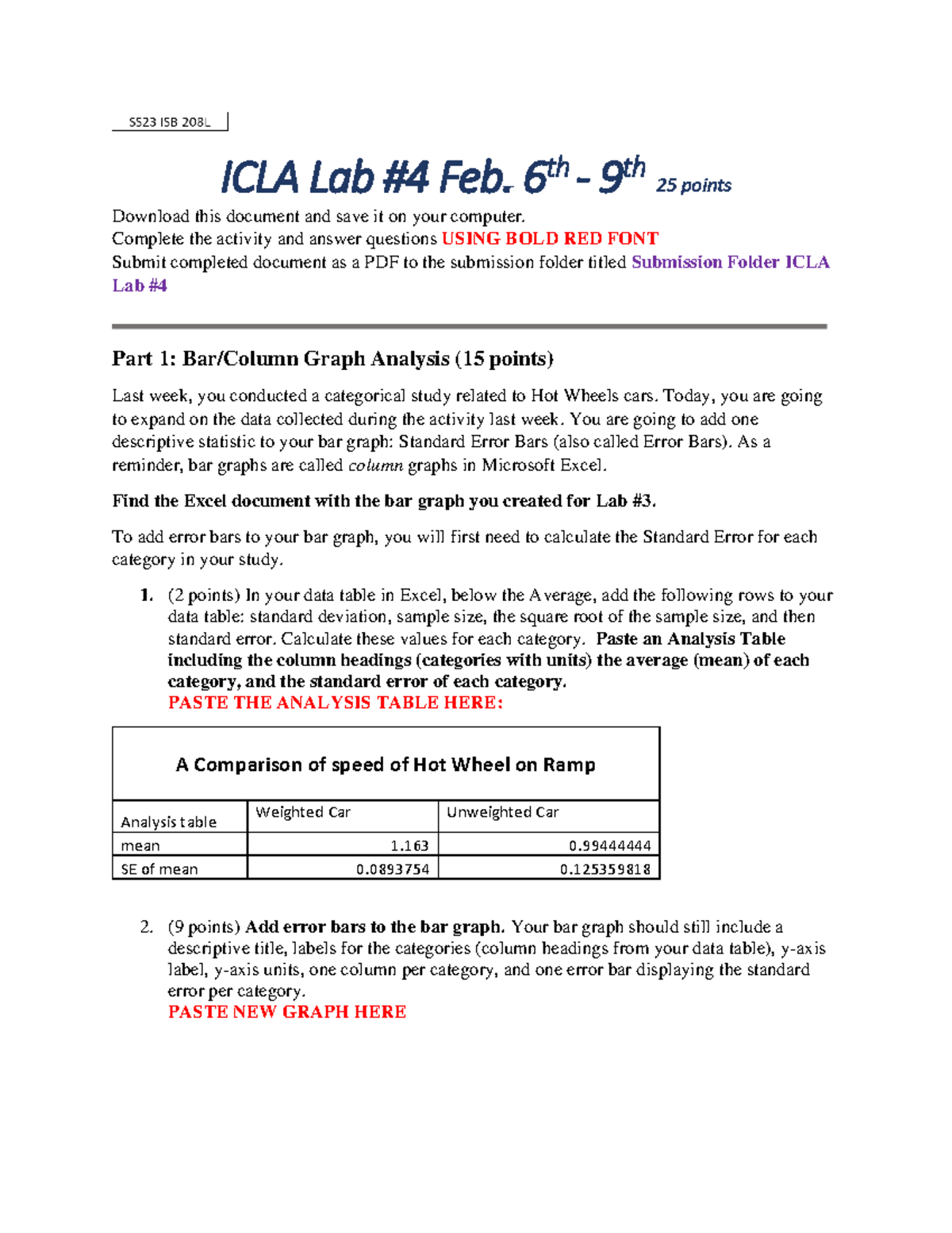 ICLA Lab #04 - ICLA Lab #04 - ICLA Lab # 4 Feb. 6 th - 9 th 25 points ...