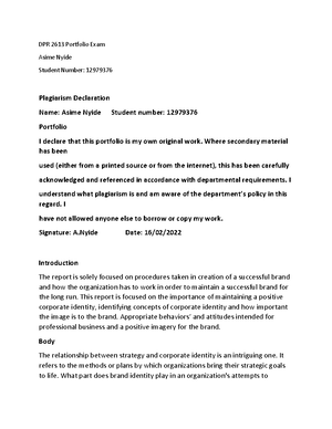 DPR2605 - assignment 1 - Name: Nontokozo Surname: Mdluli Student Number: 10622012 Module:DPR ...