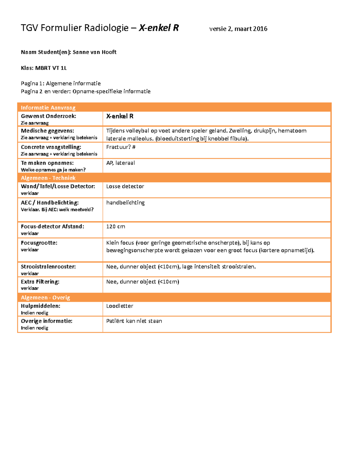 X-enkel R - Röntgen enkel - TGV Formulier Radiologie – X-enkel R versie ...
