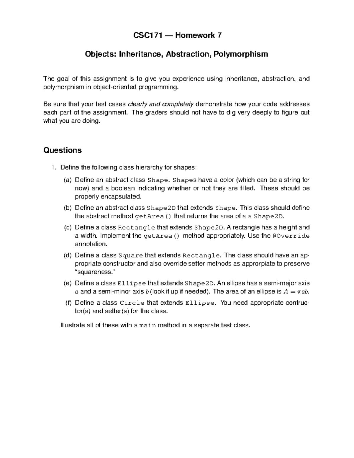 CSC171 Homework 07 - CSC171 — Homework 7 Objects: Inheritance ...