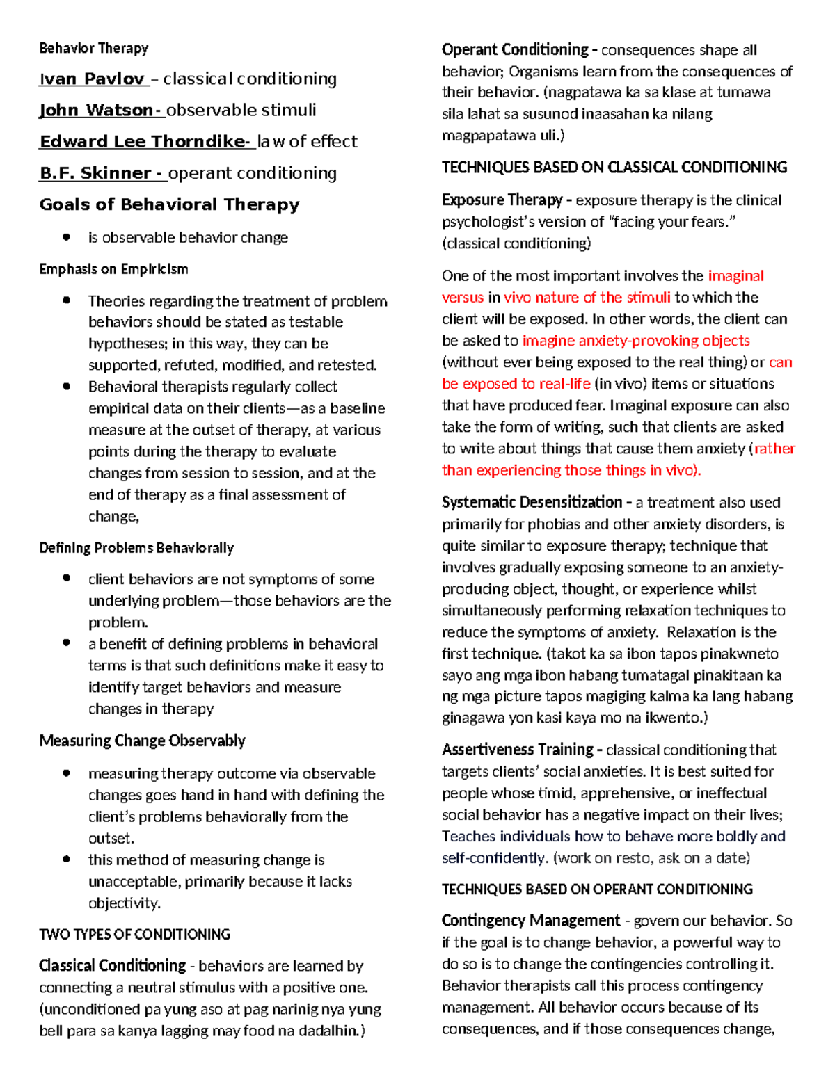 Behavior Therapy - Behavior Therapy Ivan Pavlov – classical ...