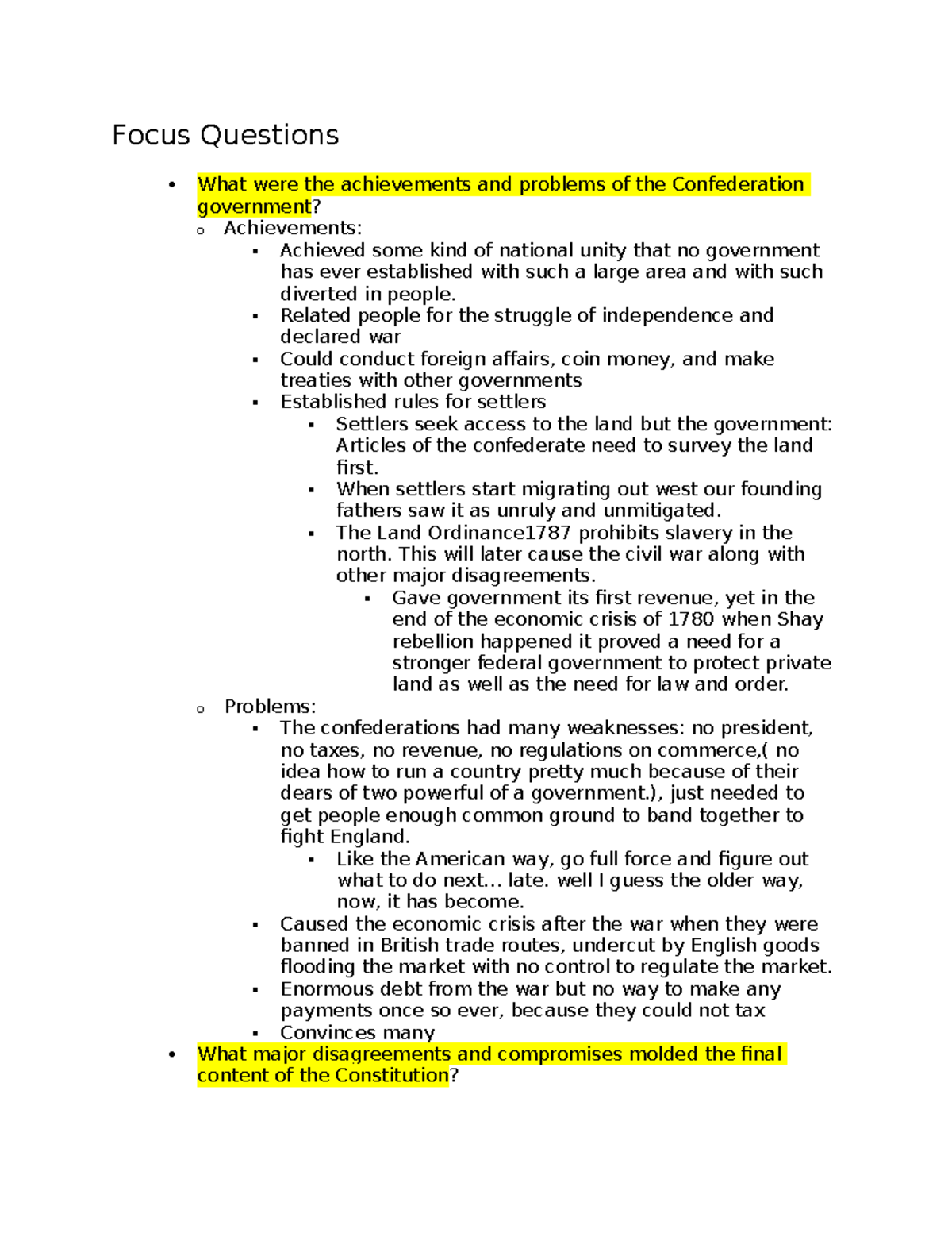 Focus Questions ch 7 - Focus Questions What were the achievements and ...