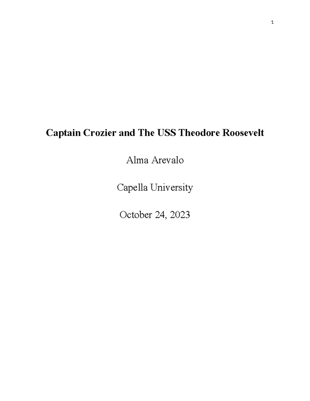 Busfpx 3050 Arevalo Alma Assessment 1-1 - Captain Crozier and The USS ...