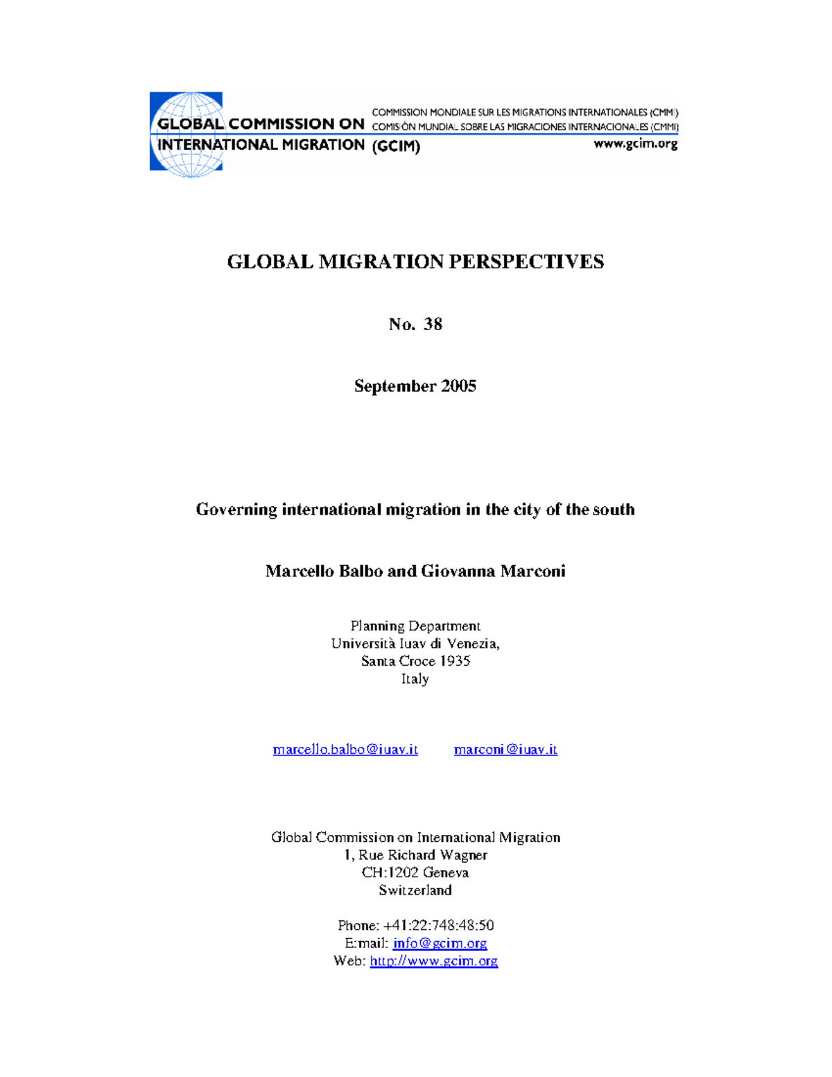 Contemporary world - Lecture notes 1-2 - GLOBAL MIGRATION PERSPECTIVES ...