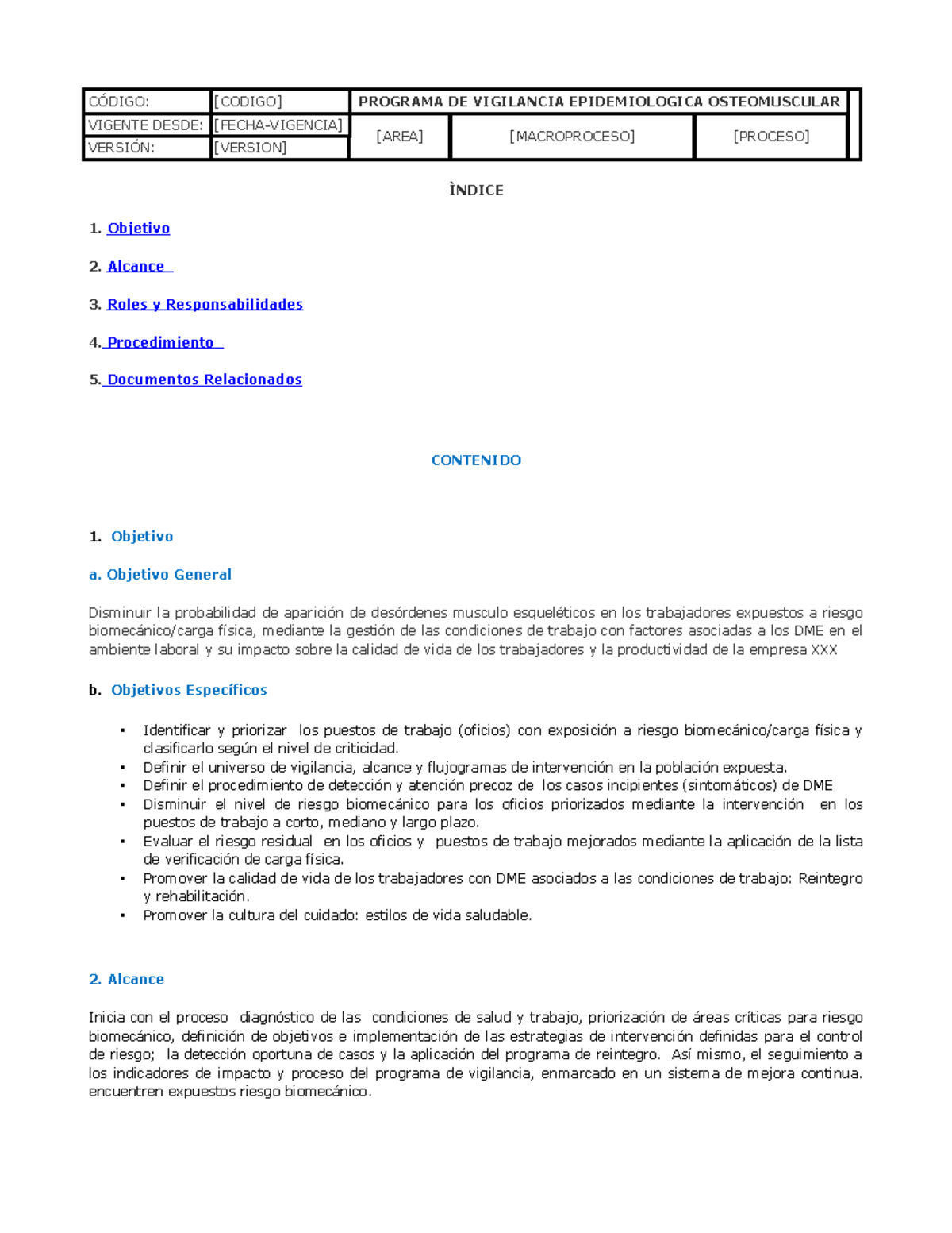 Procedimiento PVE DME - trabajo - CÓDIGO: [CODIGO] PROGRAMA DE ...