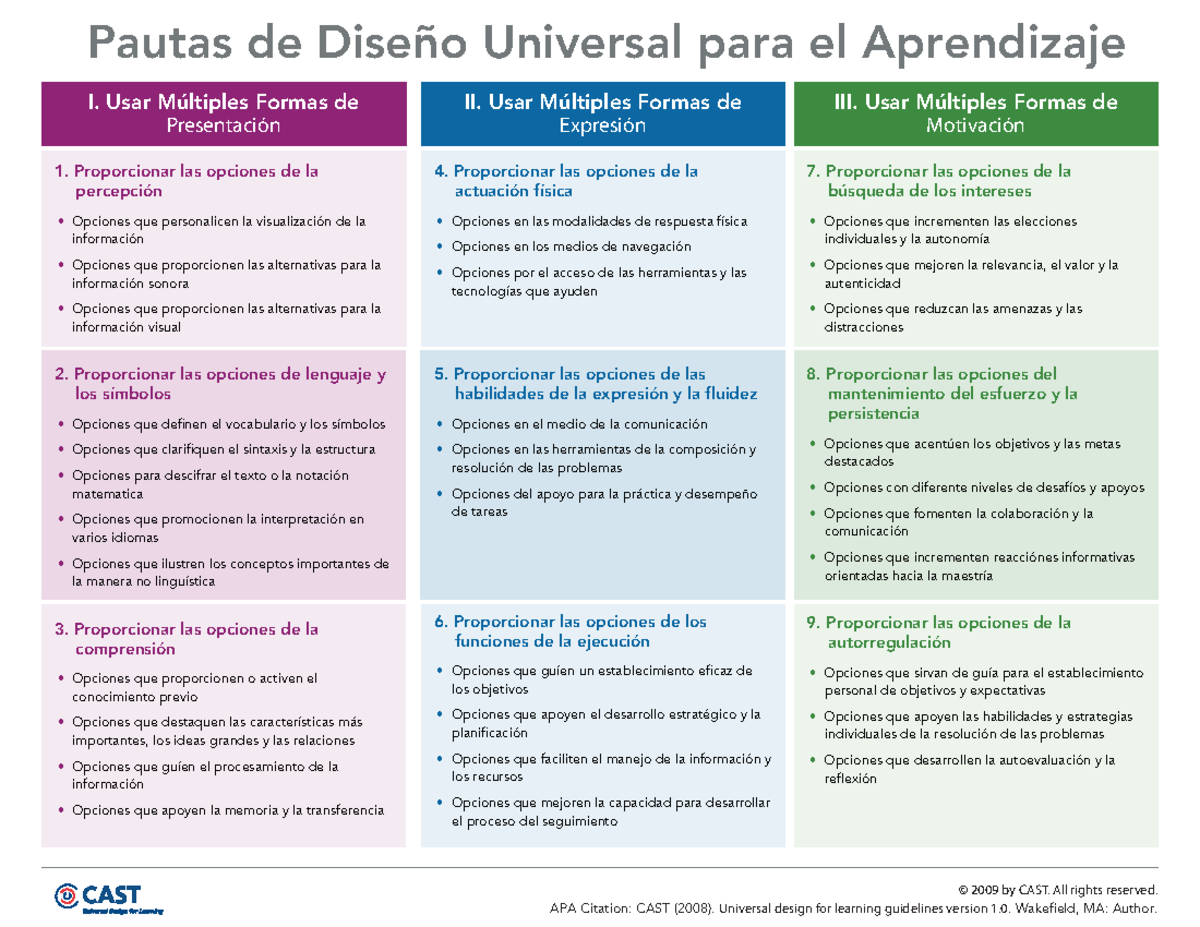 UDL Guidelines v1 - leer - © 2009 by CAST. All rights reserved. APA ...