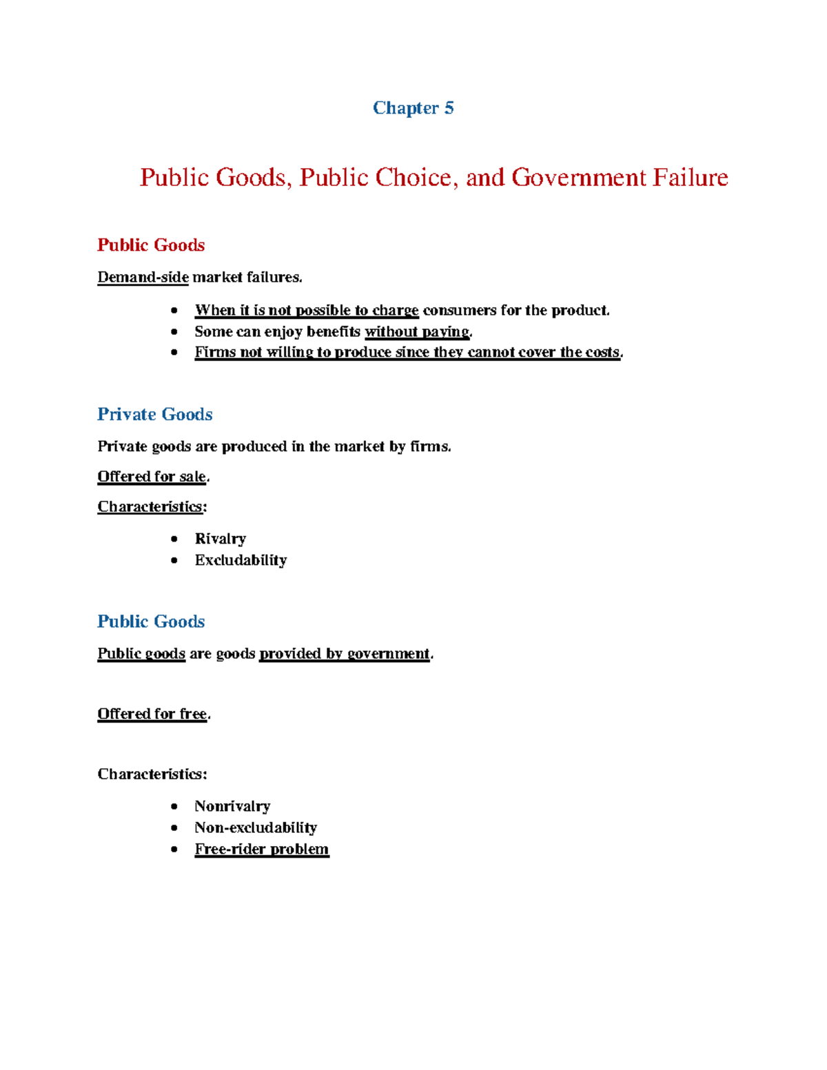 Sarah's ECO Chapter 5 - Chapter 5 Public Goods, Public Choice, and ...