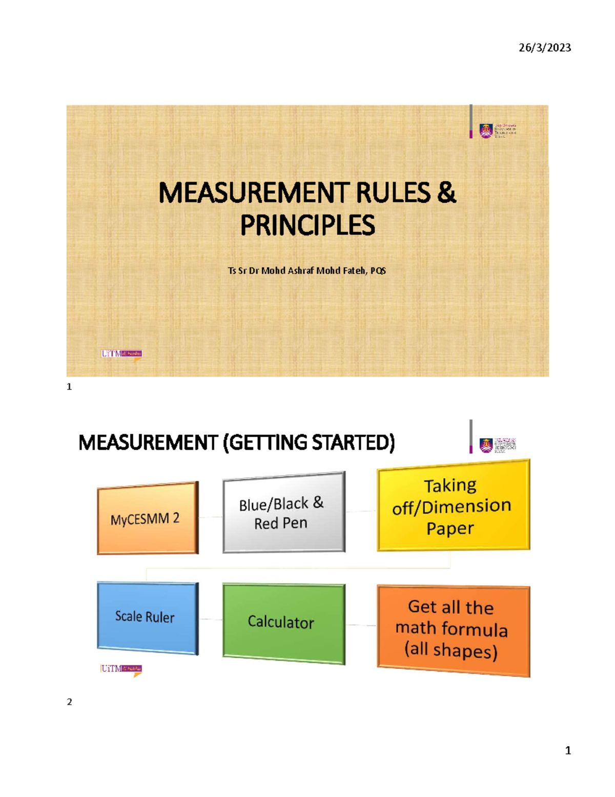 CMA 663 Note Measurement - MEASUREMENT RULES & PRINCIPLES Ts Sr Dr Mohd ...
