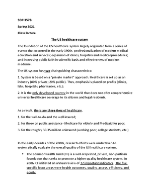 SOC 357 Chapter 8 Sick Role notes (1) - SOC 357 B: Medical Sociology ...