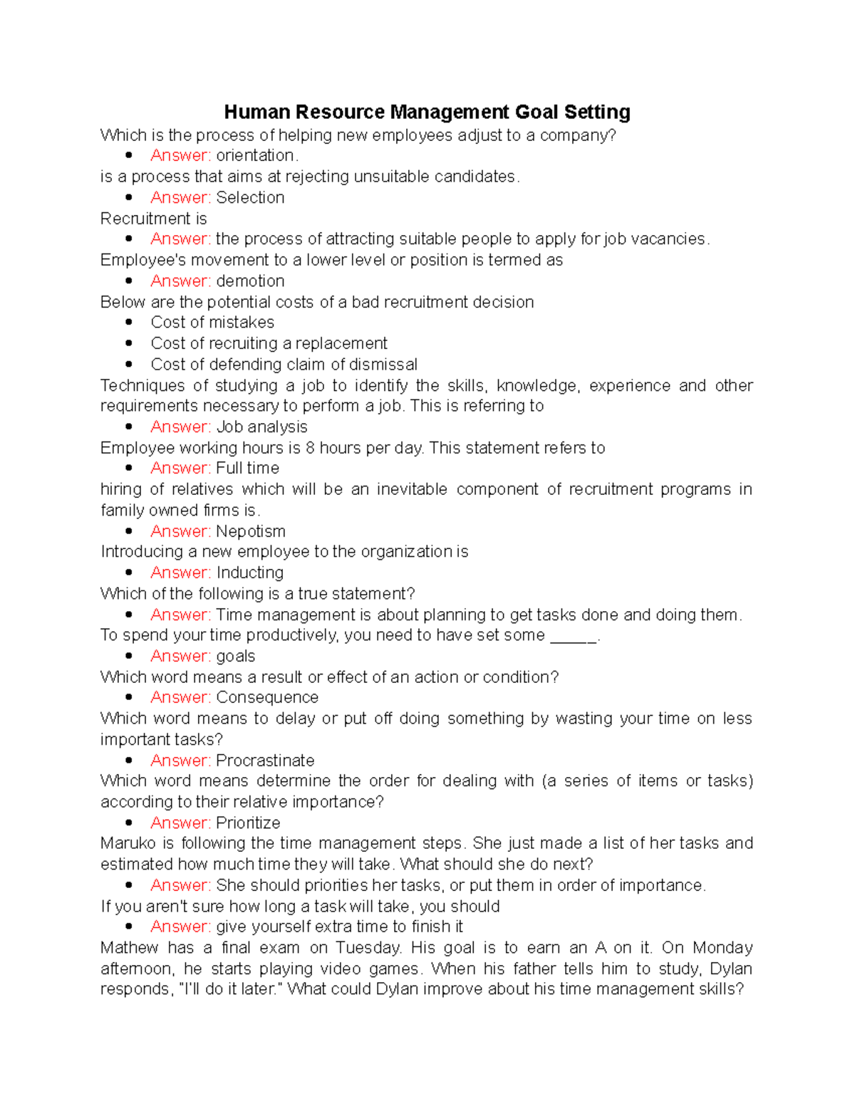 Human Resource Management Goal Setting - is a process that aims at ...