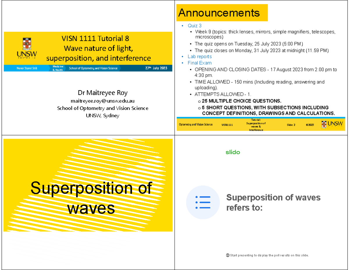 VISN 1111 tutorial 8 Solutions MRoy 2023 - VISN1111 - UNSW Sydney - Studocu