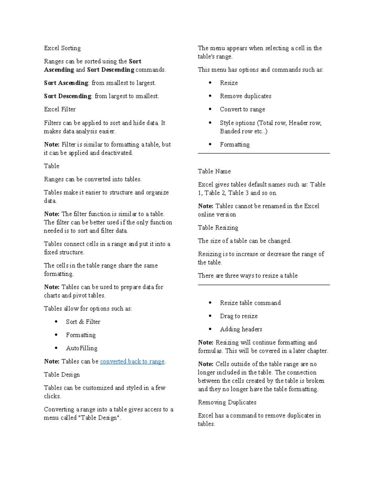 Module 5 - lecture - Excel Sorting Ranges can be sorted using the Sort ...