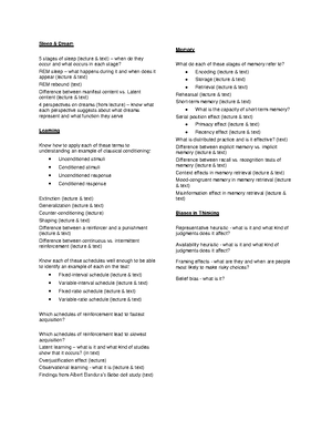 Exam 4 Study Guide Exam 4 Study Guide Personality Lectures Chapter