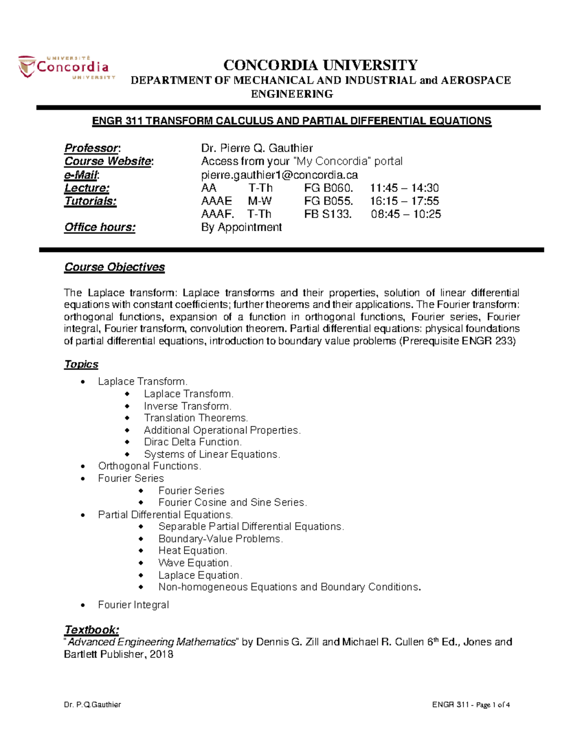 ENGR 311 Course Outline-Summer-2024 - CONCORDIA UNIVERSITY DEPARTMENT ...