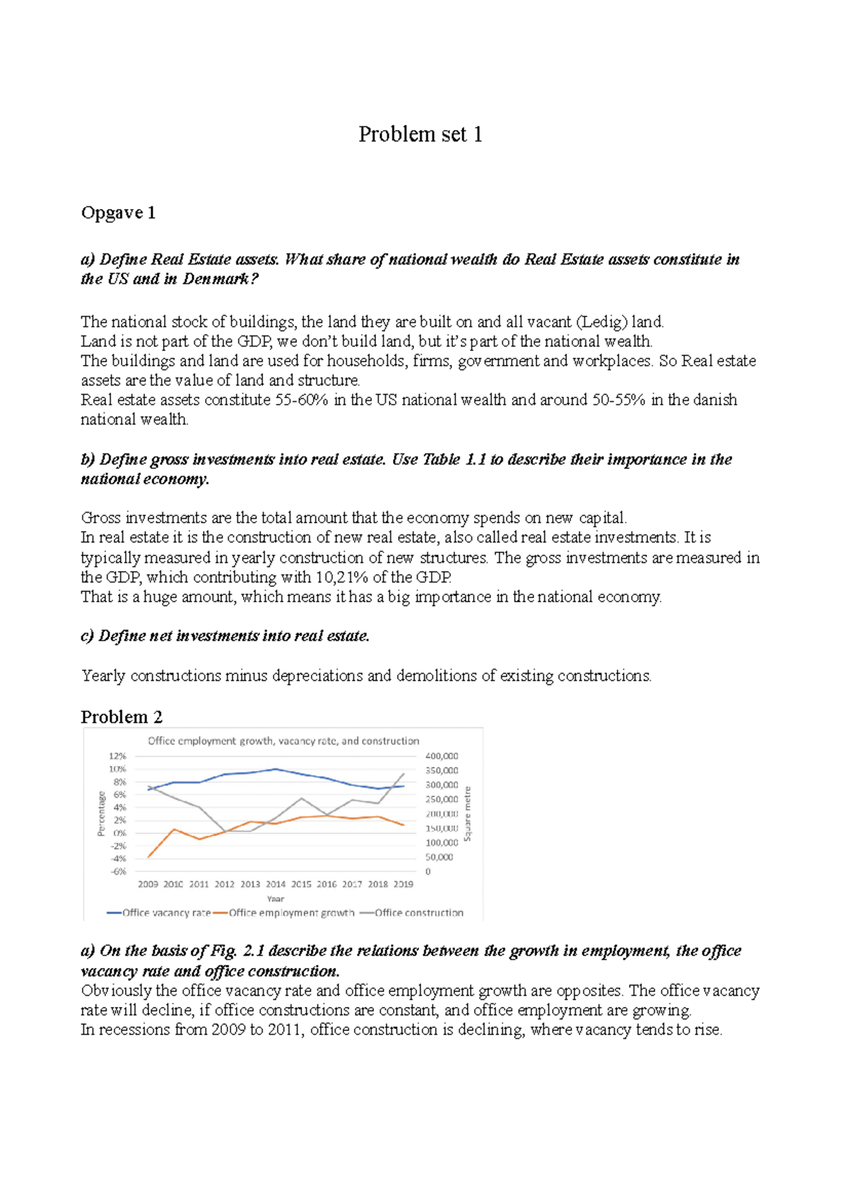 Problem set 1 - Notes from class - Problem set 1 Opgave 1 a) Define ...