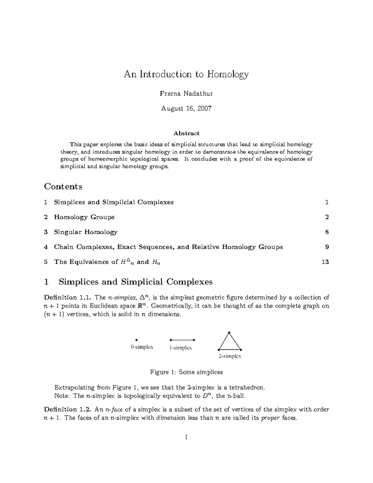 Nadathur - Ringkasan homologi - An Introduction to Homology Prerna ...