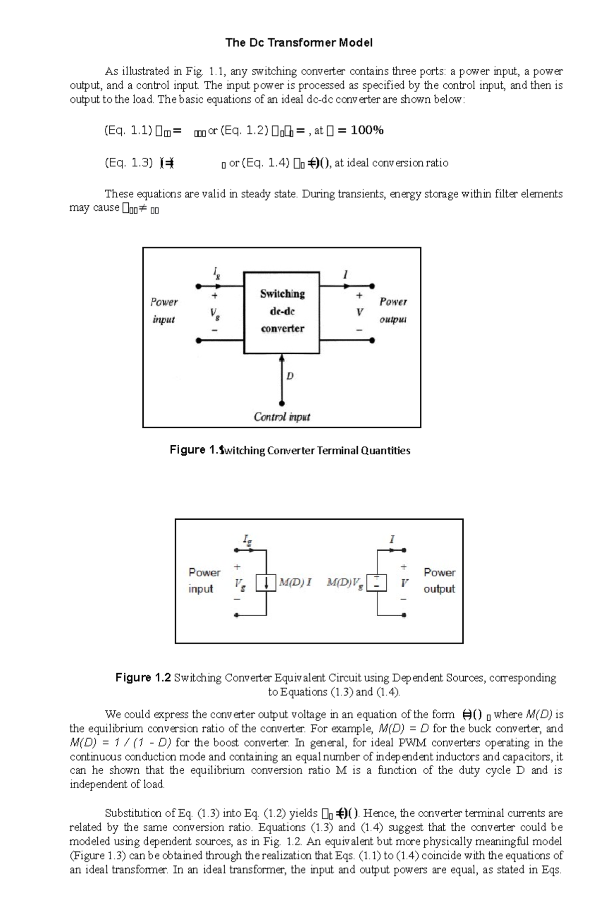The DC Transformer Model - 1, any switching converter contains three ...