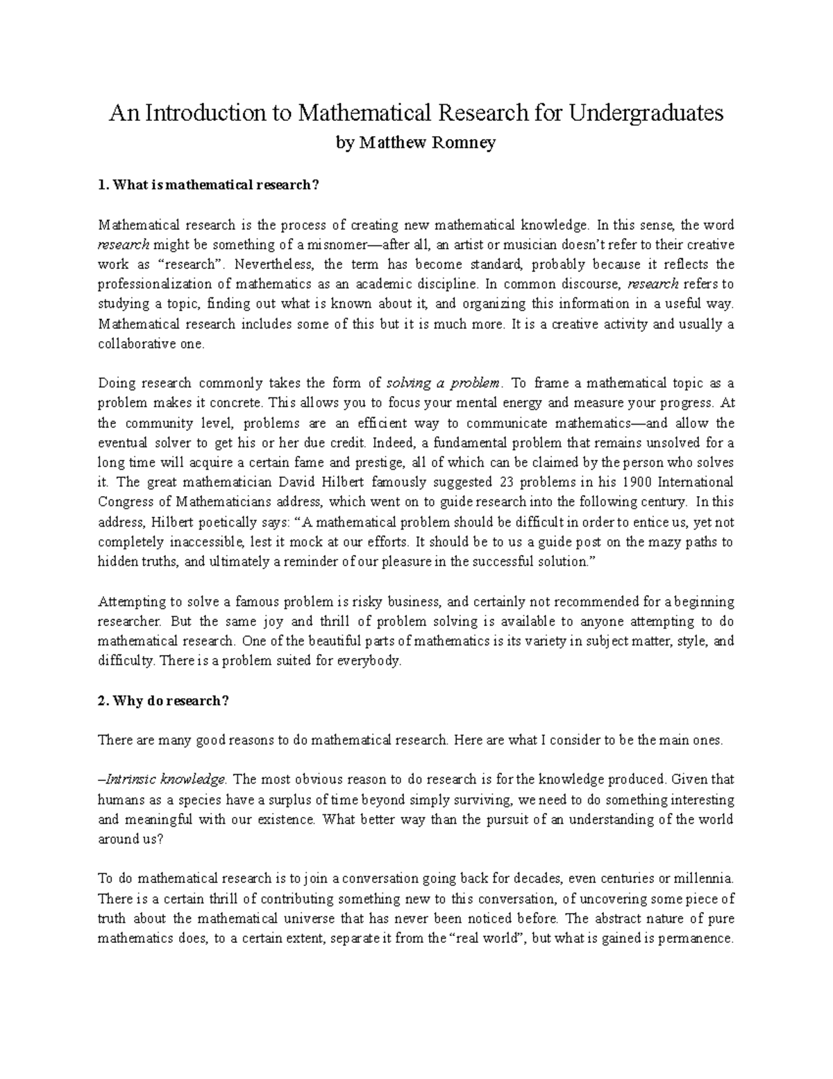 Introduction to research for undergraduates - An Introduction to ...