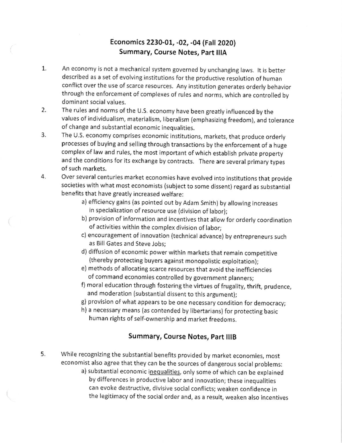 Econ 2230, Notes, Part IIIA - ECON 2230-01 - Studocu