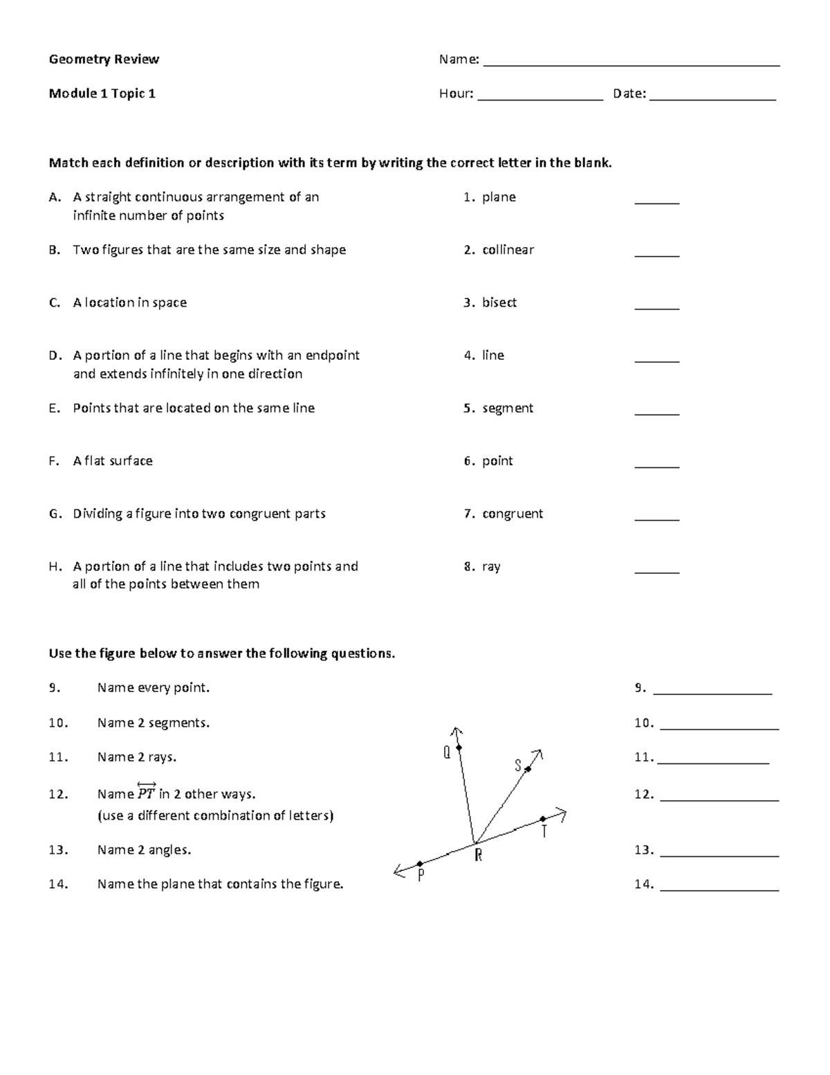 C1 Study Guide Geometry 2021-22 - Geometry Review Name