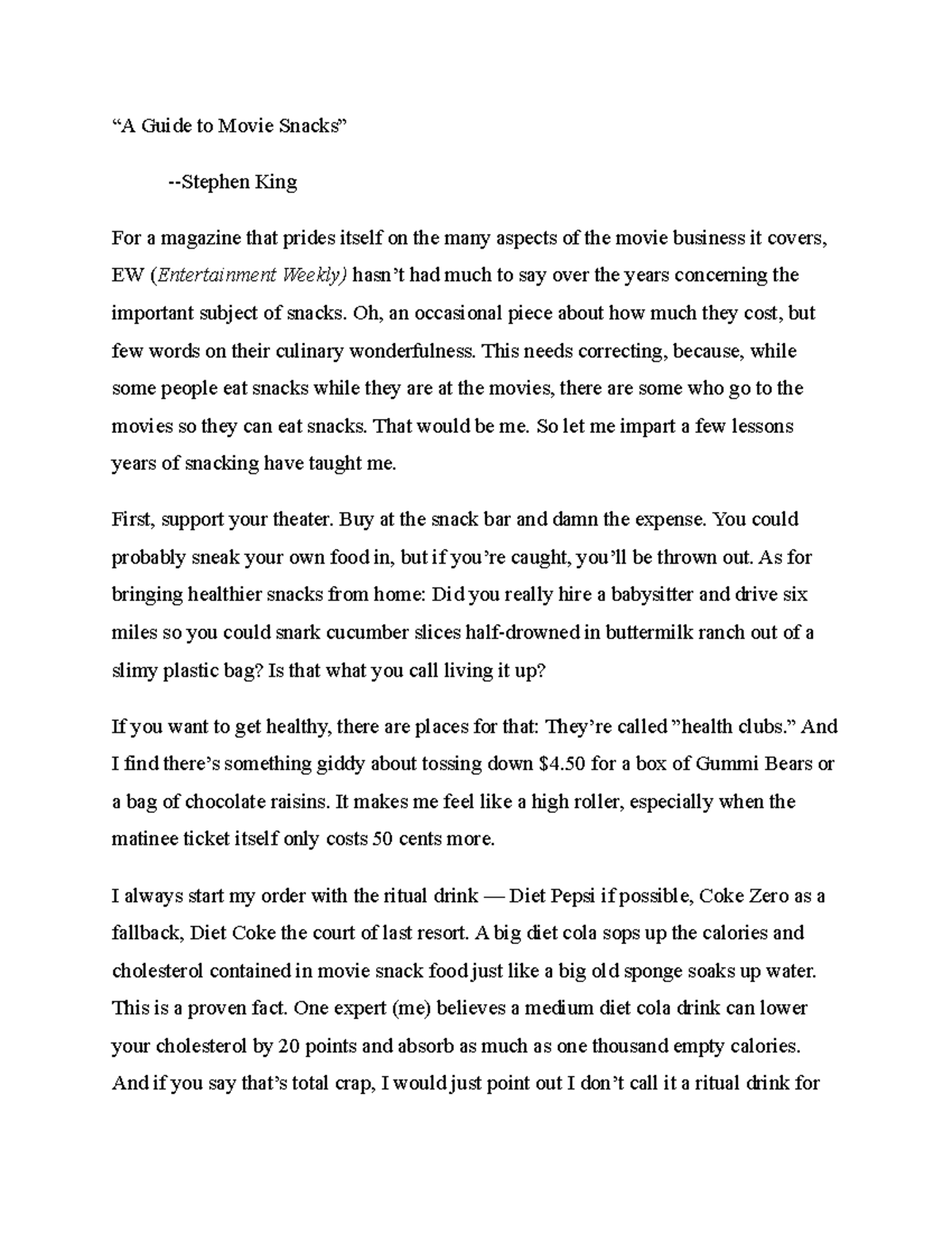 Edited - Cecilia Barreiro - “A Guide to Movie Snacks” - “A Guide to ...