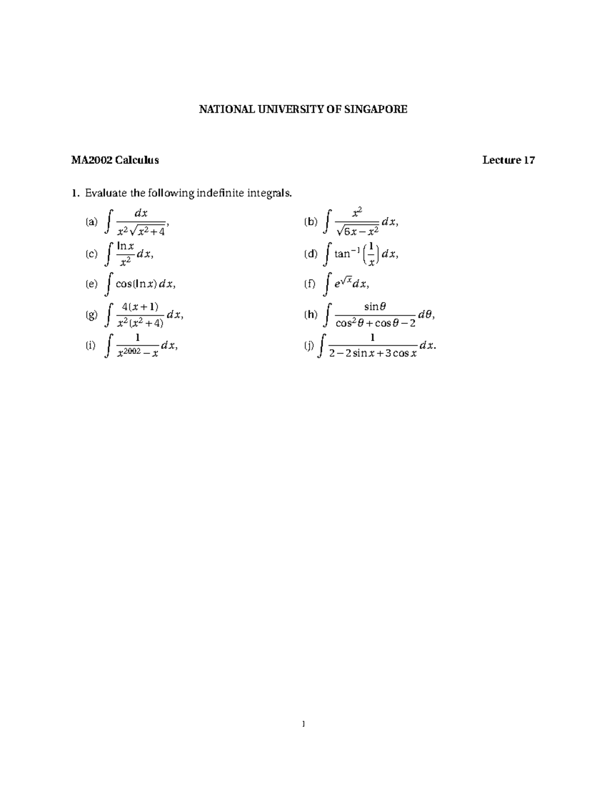 MA2002-Lesson 17 - lecture 17 problems - NATIONAL UNIVERSITY OF ...