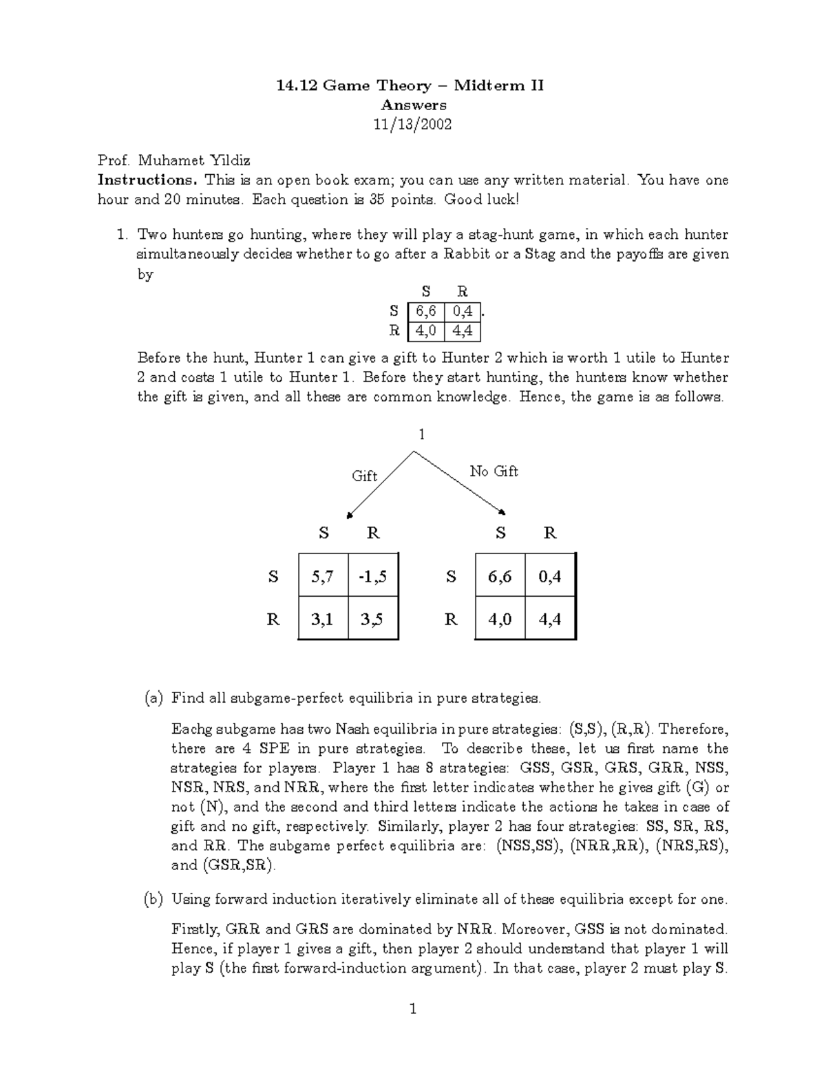 Đề tham khảo 2 - Problems and Solutions - 14 Game Theory — Midterm II ...