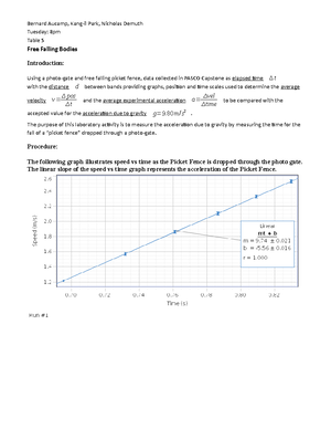 PHYS 111 Lab 5 - week 5 lab with questions and answers - Bernard Aucamp ...