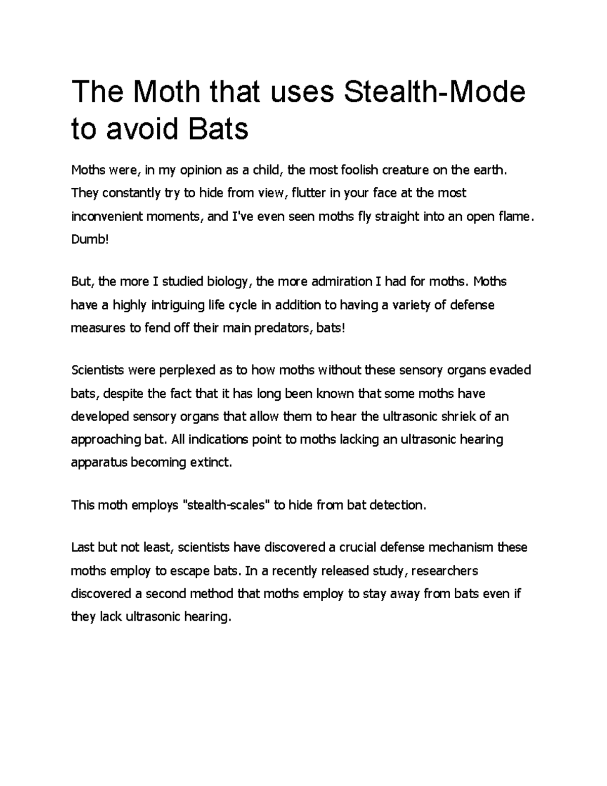 The Moth that uses Stealth - The Moth that uses Stealth-Mode to avoid ...