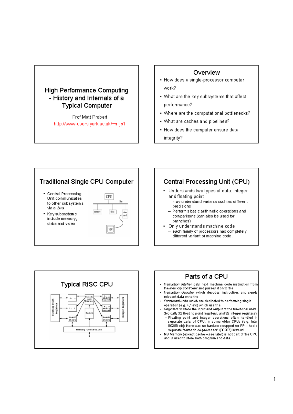2017-2018 Lecture Notes 2 - Overview • How does a single-processor ...