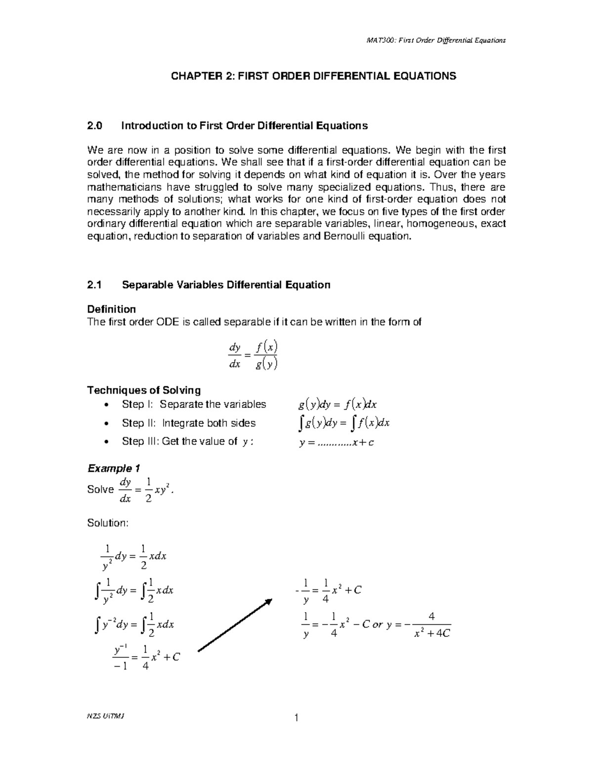 Chapter 2 Ordinary Differential Equation NZS UiTMJ CHAPTER 2 FIRST chapter-2-ordinary-differential-equation-nzs-uitmj-chapter-2-first