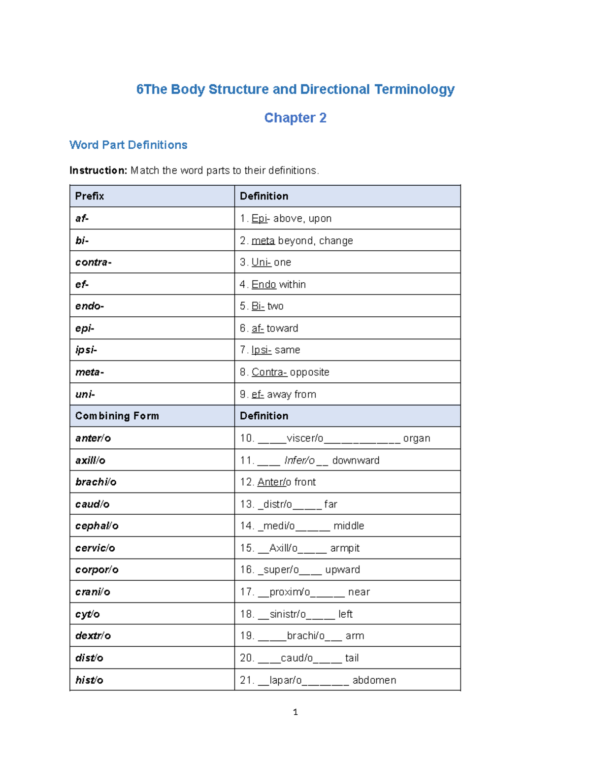 AHP105 Medical Words - Real documents - 6The Body Structure and ...