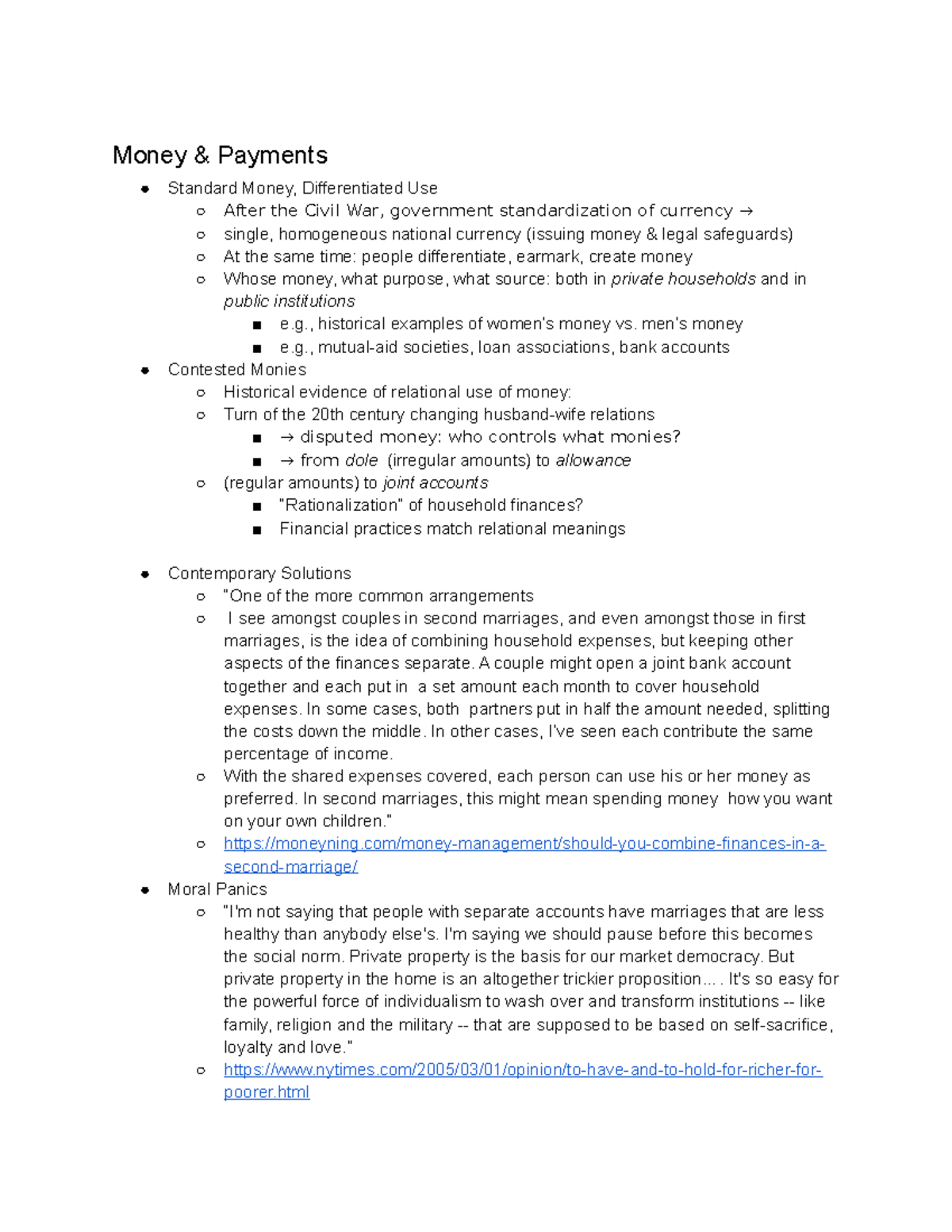 Lecture 6 (Part 2) - Berend - Money & Payments Standard Money, Differentiated Use After the ...