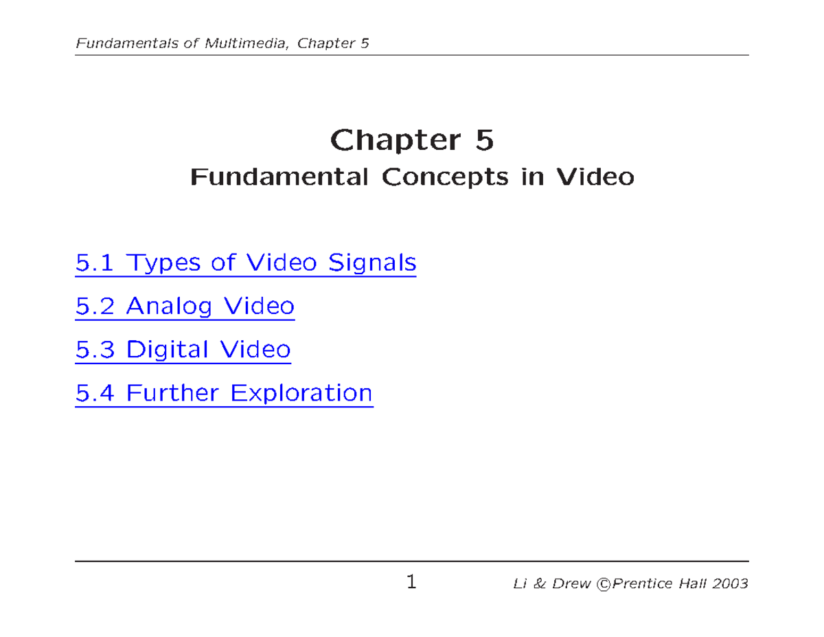 Lecture 05 - Fundamental Concepts in Video - Chapter 5 Fundamental ...