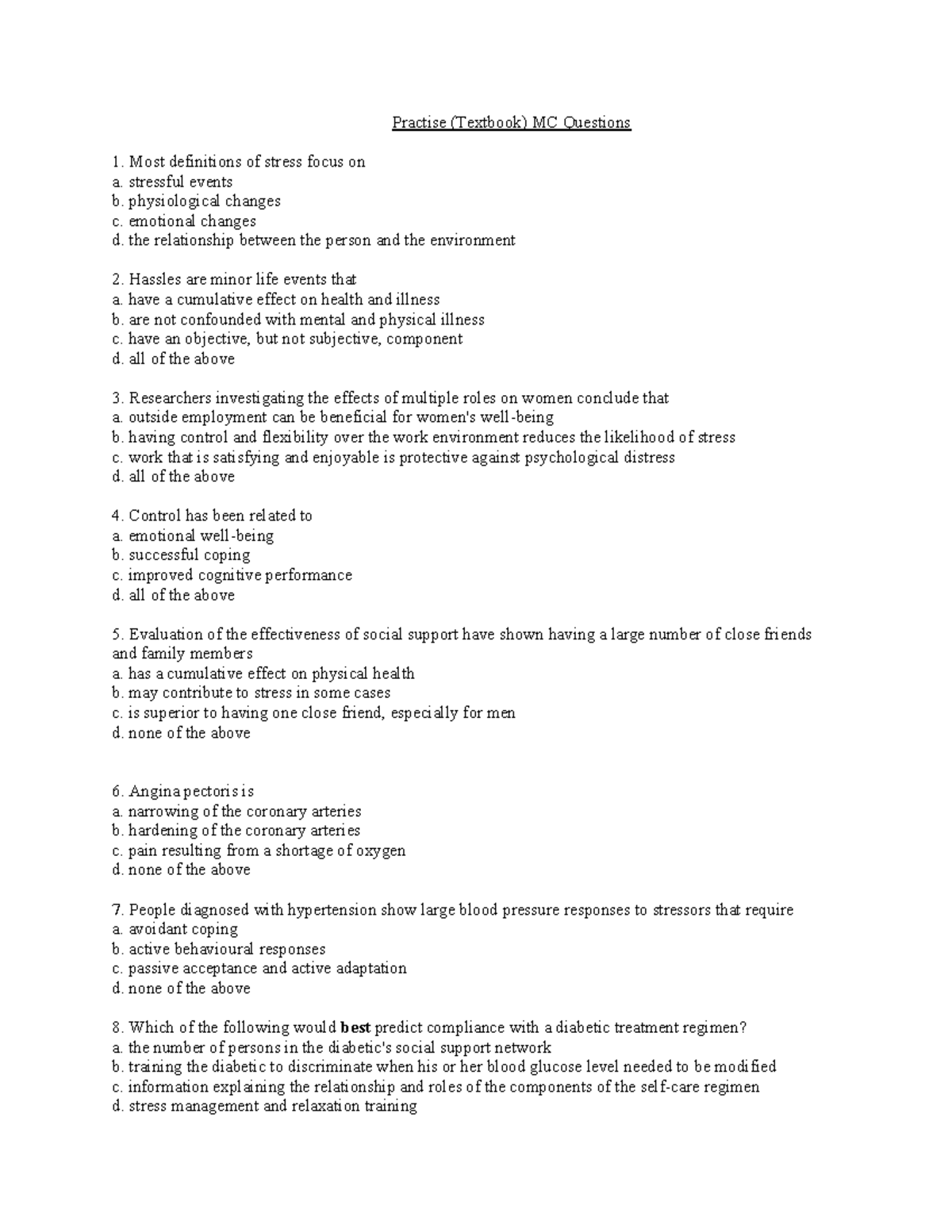 Sample/practice exam 1 December 2015, questions and answers - Practise ...