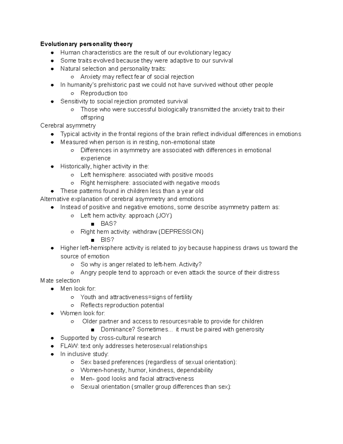 Evolutionary personality theory - Activity? Angry people tend to ...