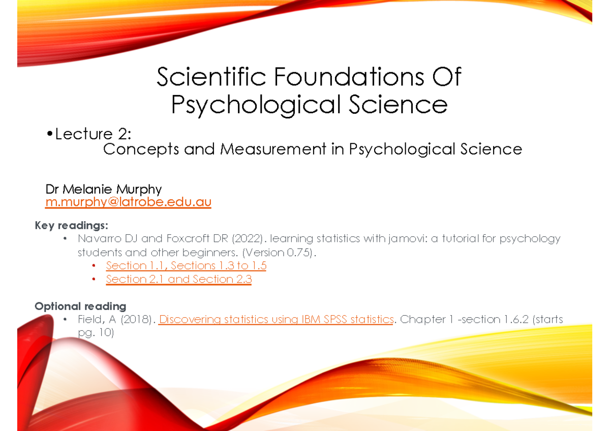 Itrip lec 2 - Scientific Foundations Of Psychological Science •Lecture ...