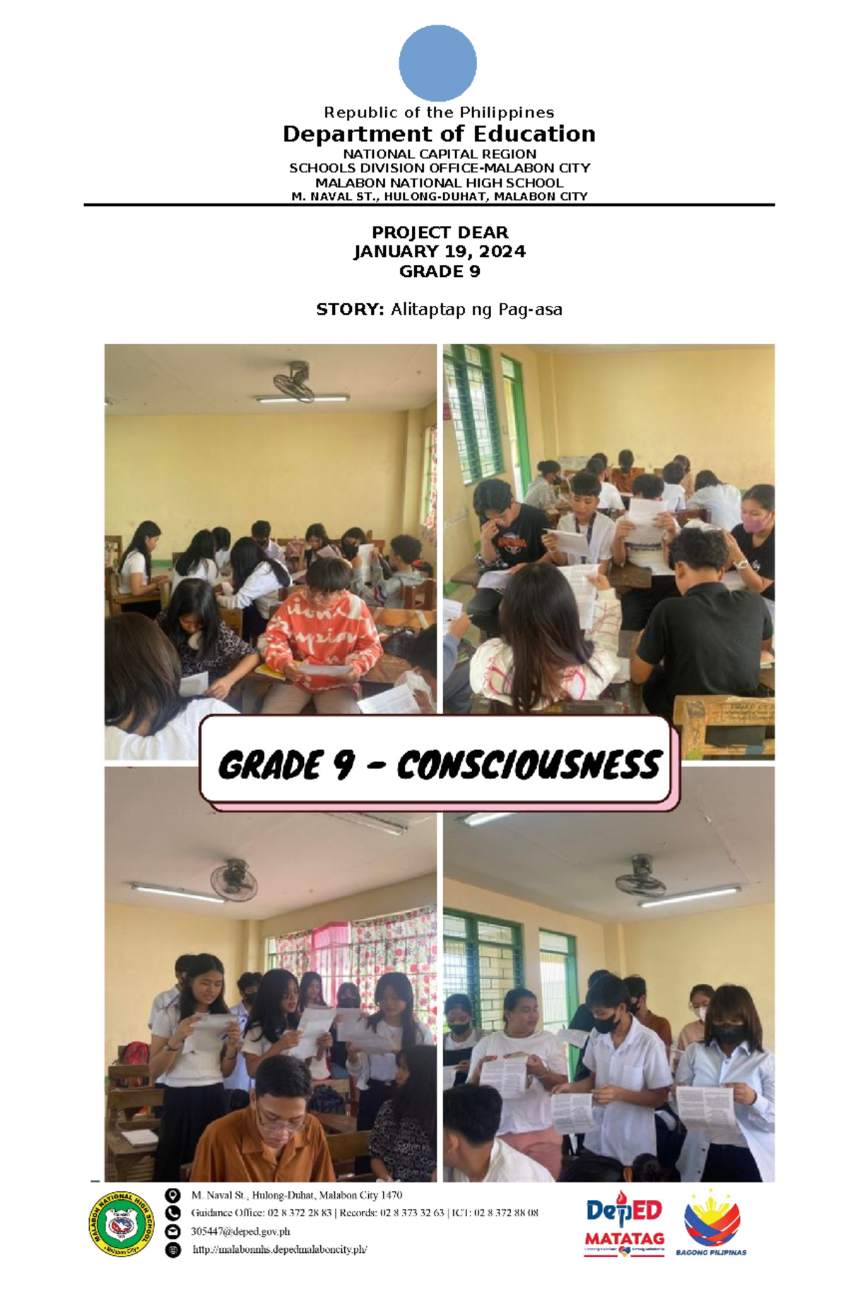 Grade 9 Project DEAR - Bachelor of Secondary Education Major in English ...