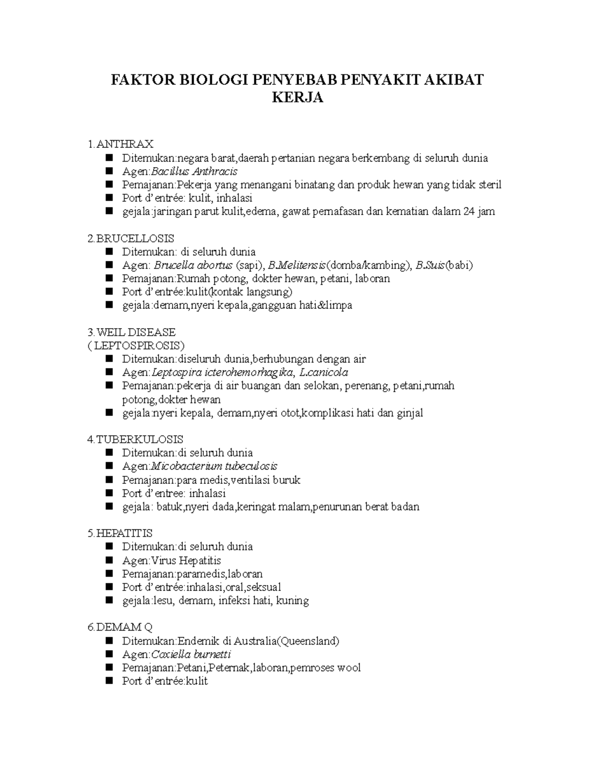 Faktor Biologi Penyebab Penyakit Akibat Kerja - FAKTOR BIOLOGI PENYEBAB ...