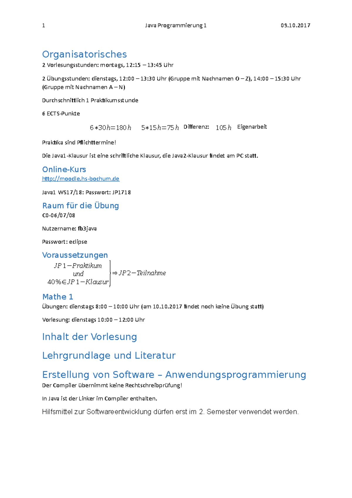 Java Programmierung 1 09 - 1 Java Programmierung 1 09 ...