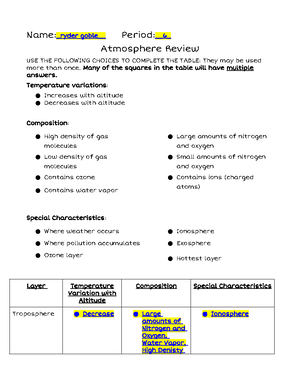 Atmospheres of terrestrial planets guided notes - Atmospheres of ...