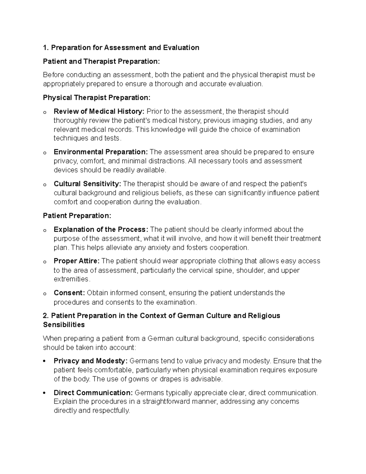 Notes - 1. Preparation for Assessment and Evaluation Patient and ...