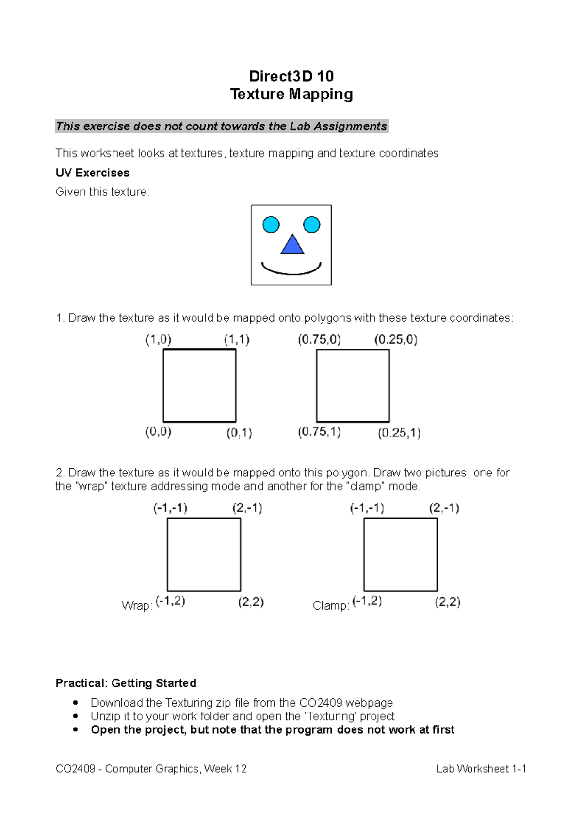 CO2409-12 Lab Worksheet - Direct3D 10 Texture Mapping This exercise ...