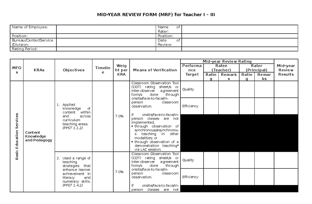 MRF-UPdated - Guide for your future. - MID-YEAR REVIEW FORM (MRF) for ...