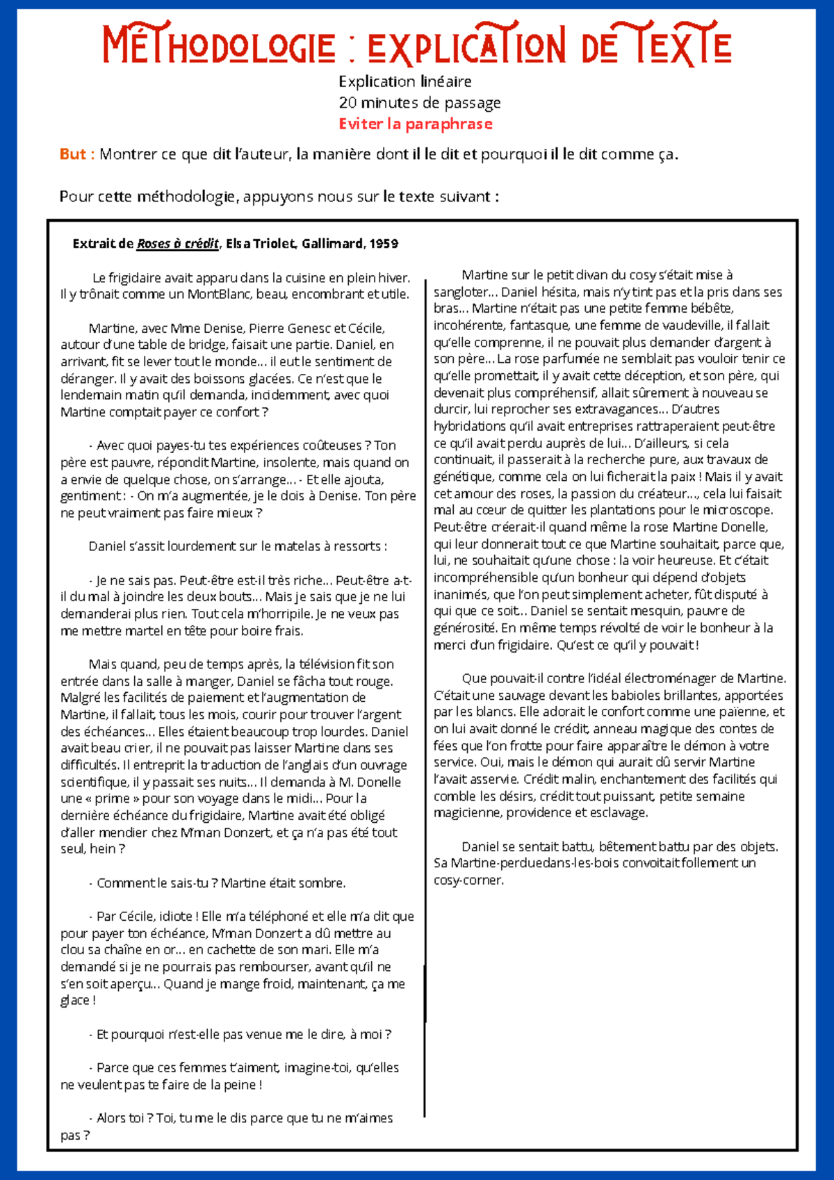 Méthodo - Commentaiore linéaire - Méthodologie : explication de texte → Explication linéaire → ...