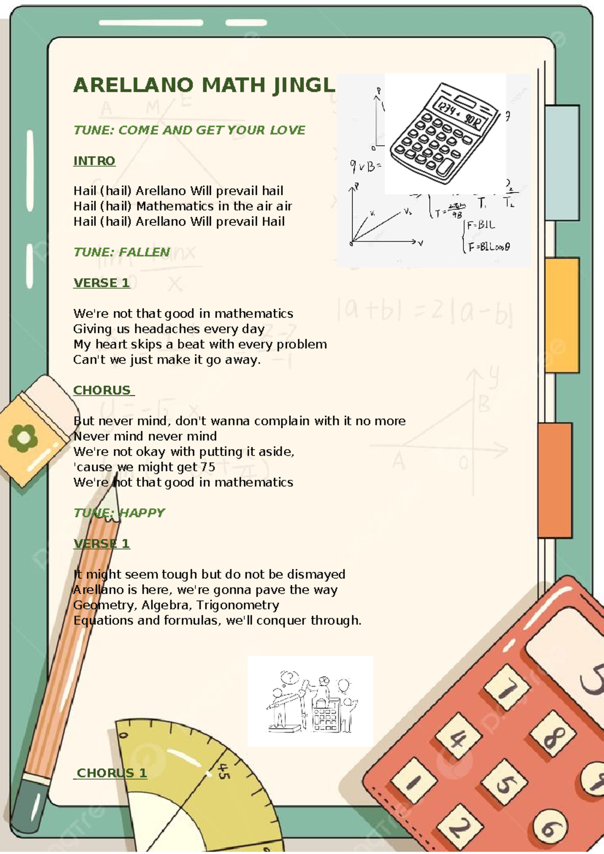 Arellano-MATH- Jingle - ARELLANO MATH JINGLE TUNE: COME AND GET YOUR ...