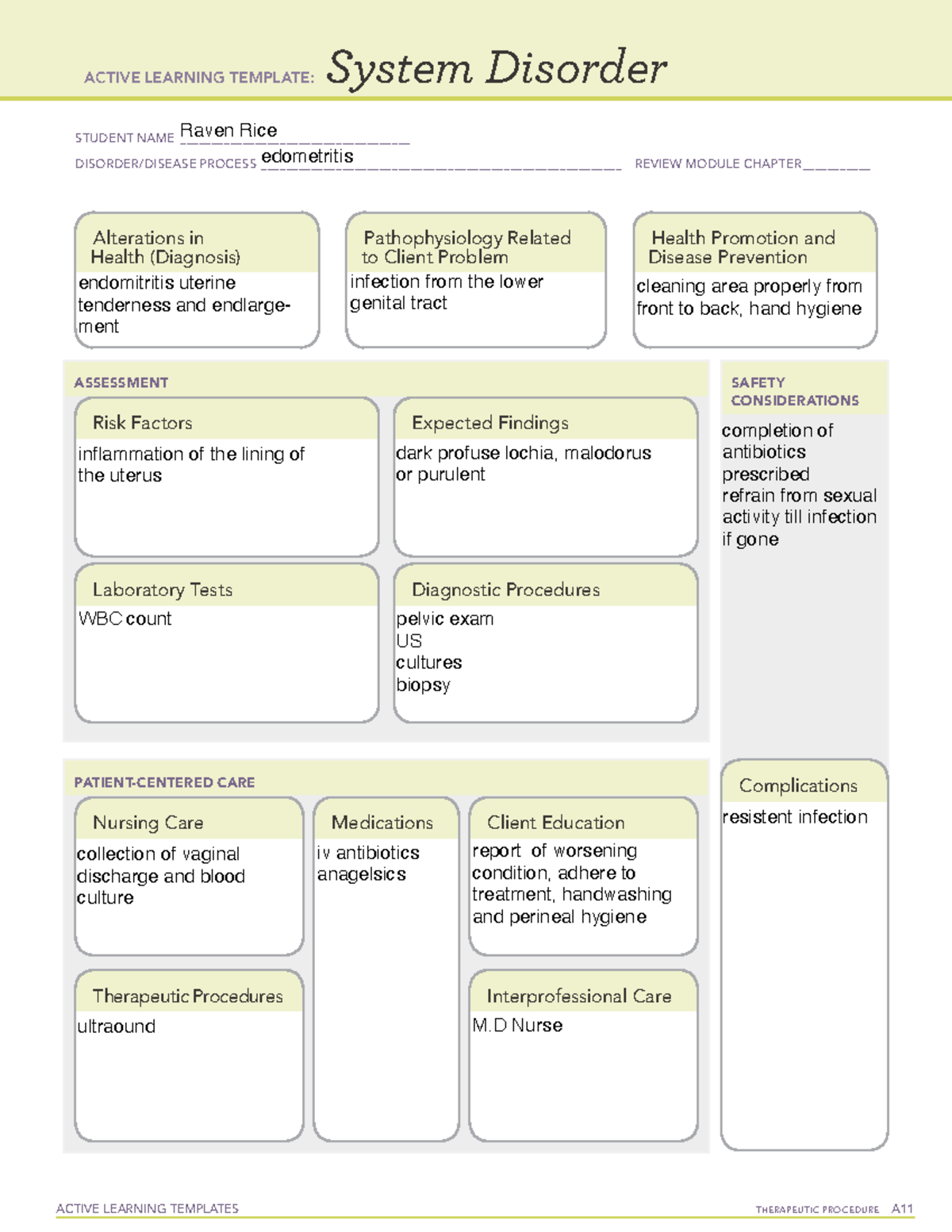 Endometritis QBTemplate sys Dis-2 - ACTIVE LEARNING TEMPLATES ...